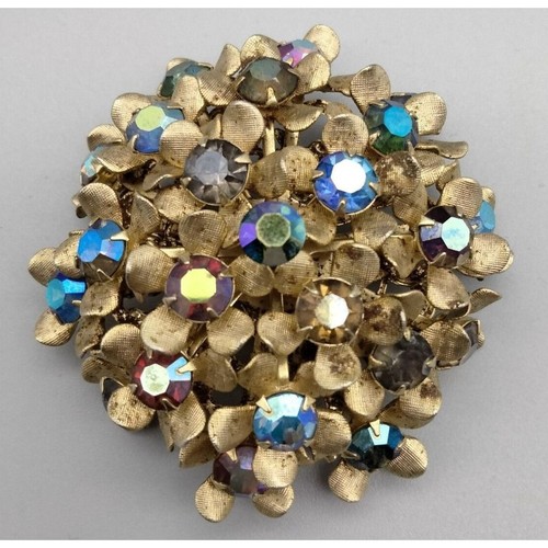 Kramer of New York Aurora Borealis AB Dome Brooch Pin Vintage Large 2. ...