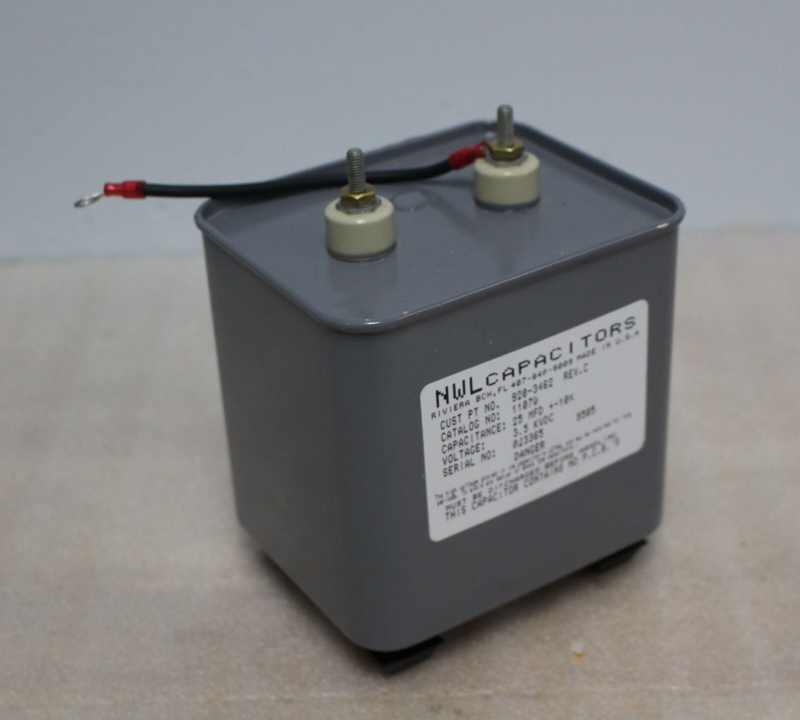 NWL Capacitor 920-3462 Rev. C 11070 High Voltage 3.5KvDC 25MFD±10 - for ...