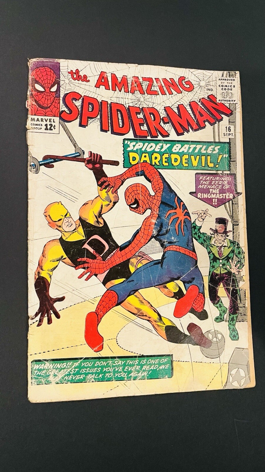 Amazing Spider-Man #16, 1st Daredevil X-over, 2nd Ringmaster, Ditko ...