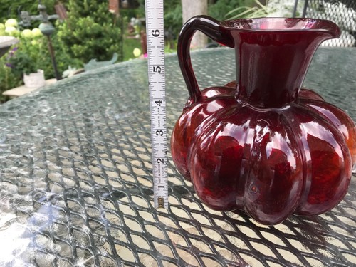 CANTALOUPE/MELON (Narrow Neck) PITCHER CLEVENGER BROTHERS RUBY 1946 ...