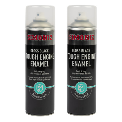 2 x Simoniz Gloss Black Tough Engine Enamel Car Spray Paint Aerosol Can ...