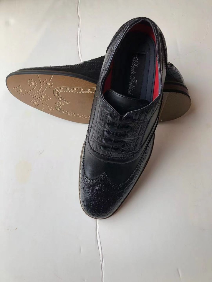 Parrazo Men Dress Shoes Wingtip Oxford 2-tone Leather Lined Lace Up ...