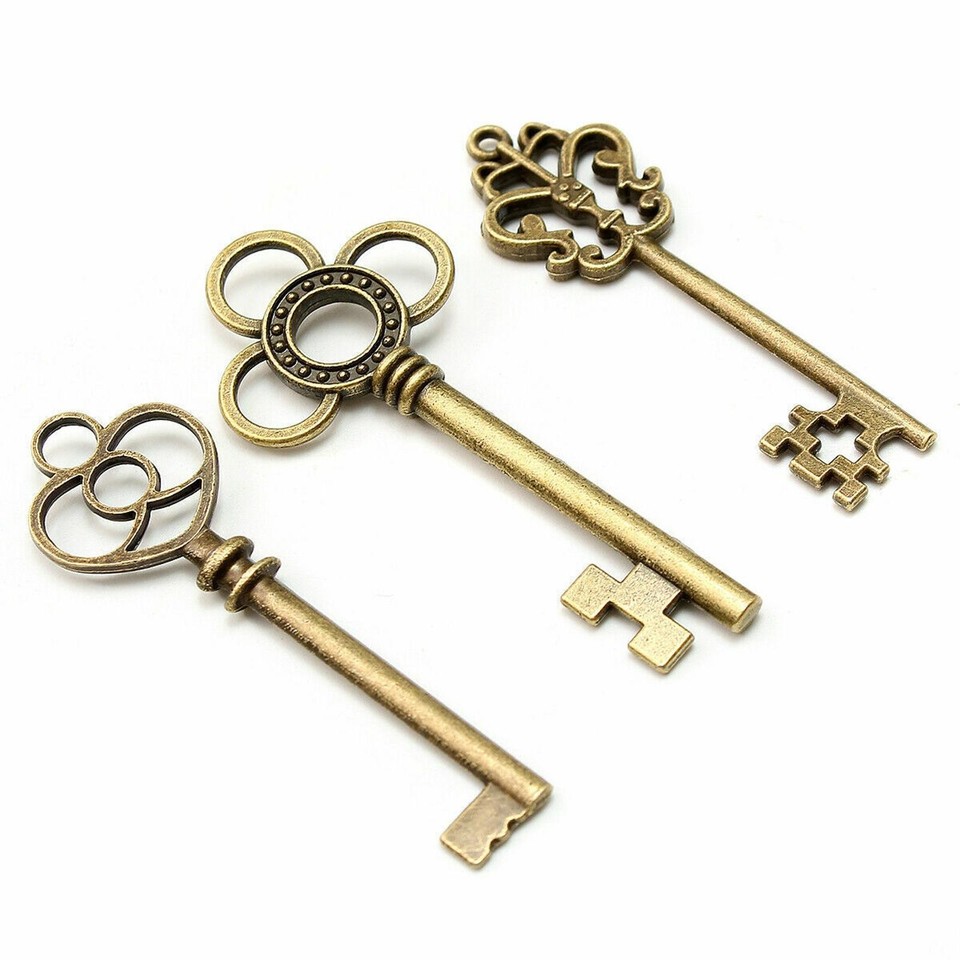 30X Antique Vintage Old Look Bronze Skeleton Keys Necklace Bracelet Diy ...