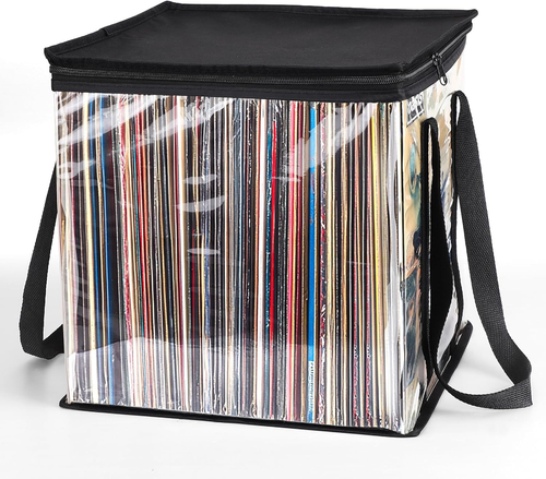 Vinyl Record Storage Box with Lids Travel Vinyl Record Case Holds up to ...