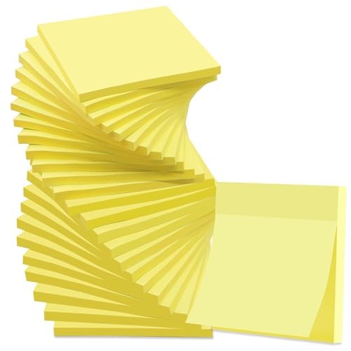 (24 Pack) Sticky Notes 3x3 in Yellow Sticky Pads, Strong Adhesive ...