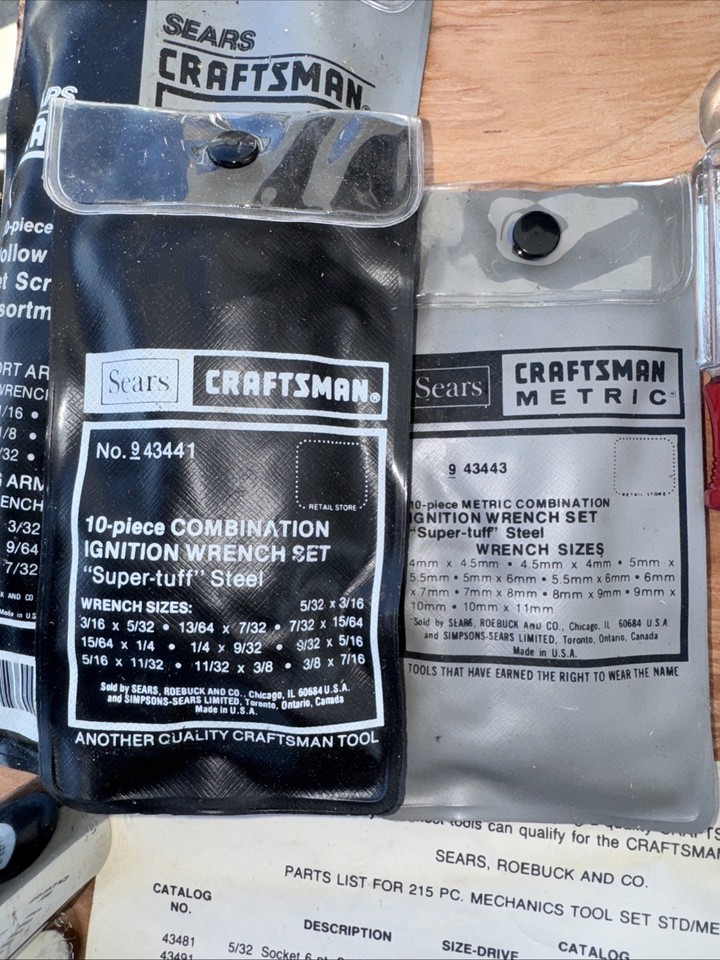 Incredible Sears Craftsman USA Nos 215pc Mechanics Tool Set Old School ...
