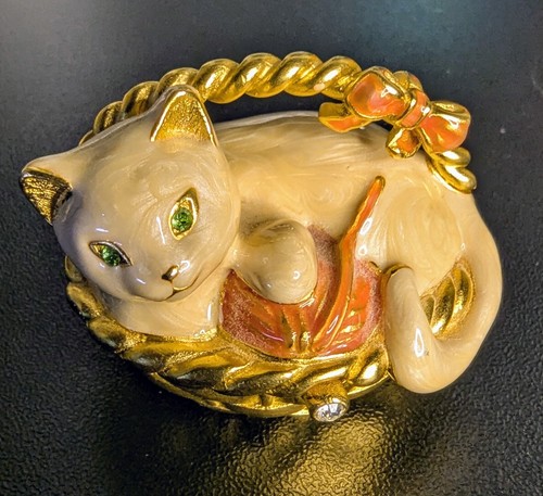 Estee Lauder Solid Perfume Compact Kitten Cat in Basket VTG 1997 ...