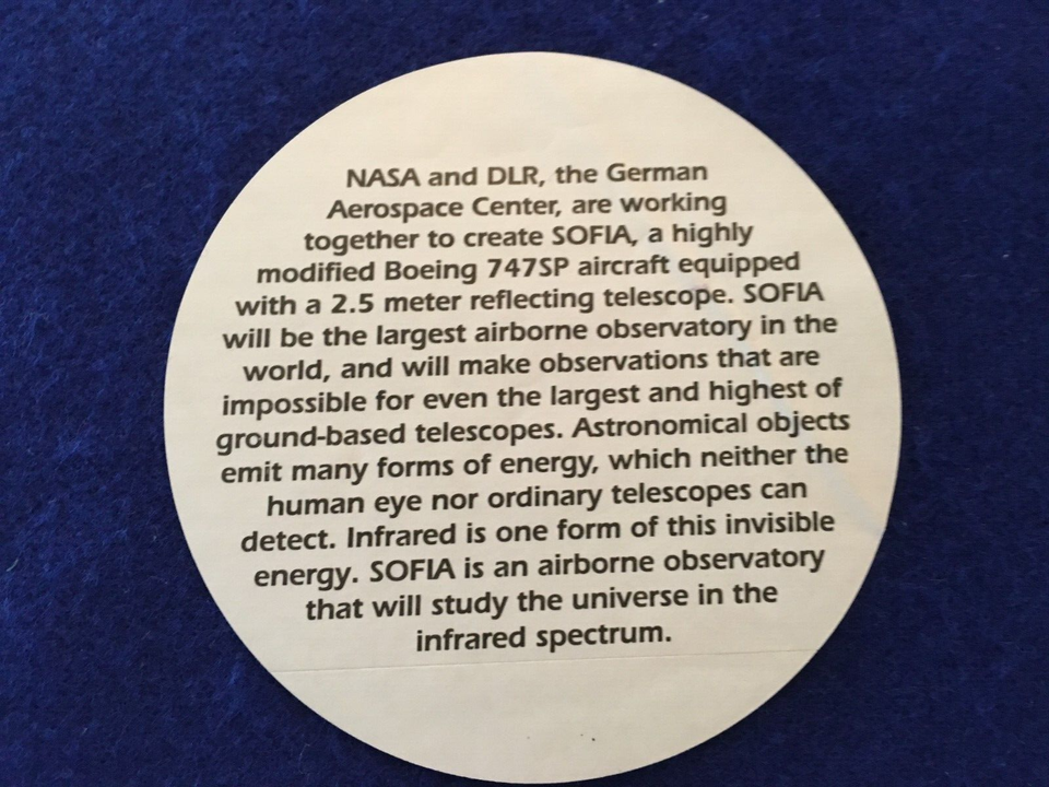 NASA USRA DLR SOFIA Sticker 4" ROUND Stratospheric Observatory Infrared ...