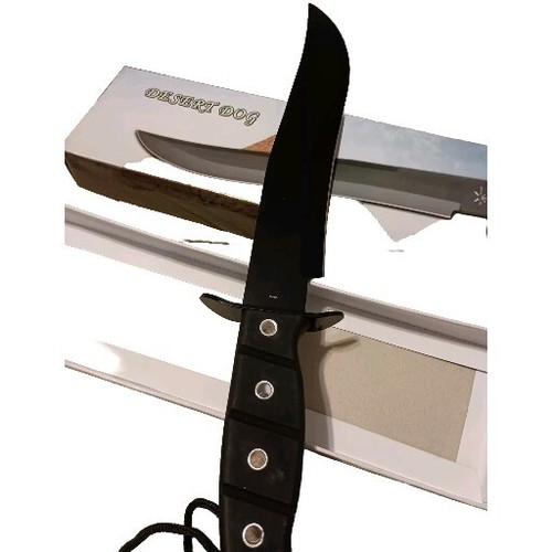 Desert Dog 15" Fixed Blade Knife 3.5 MM Black Blade Rubber Handle With ...