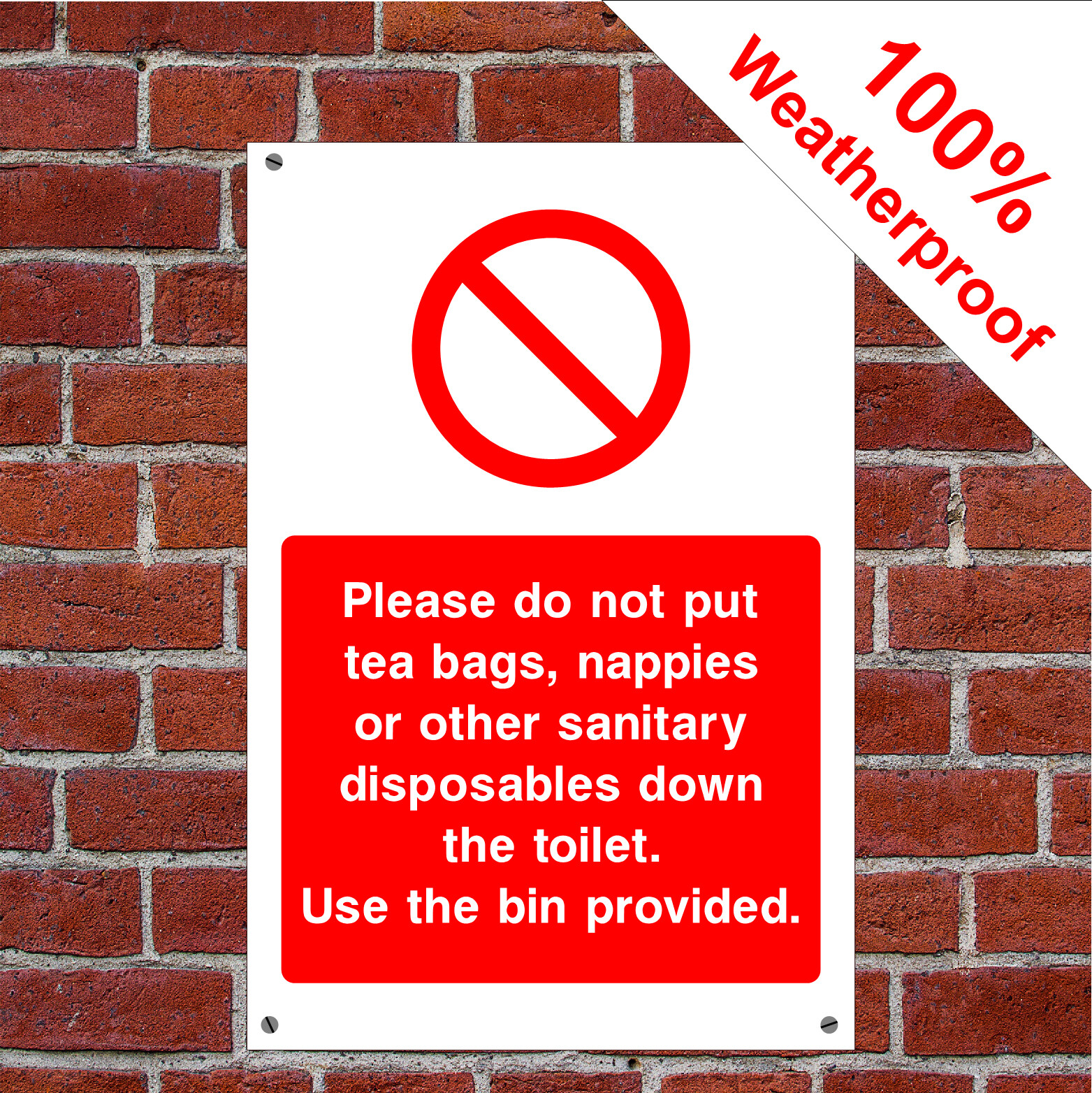 Do not put tea bags nappies sanitary disposables down toilet use bin ...