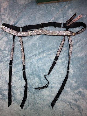 VICTORIAS SECRET VERY SEXY SHINE STRAP GARTER BELT RHINESTONE BLING M/L ...