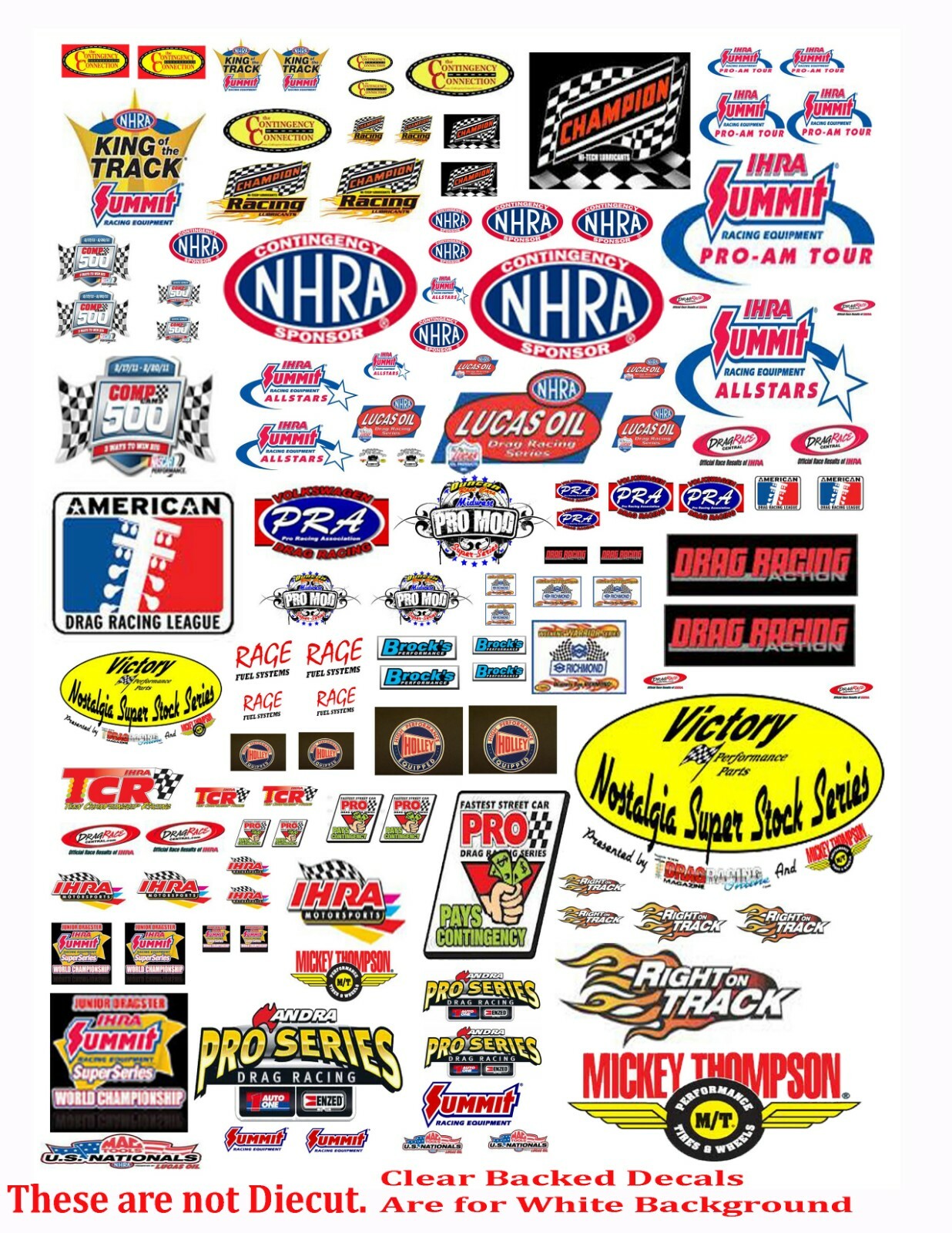 1:18 DRAG RACING CONTINGENCY DECALS FOR DIECAST CARS & DIORAMAS ...
