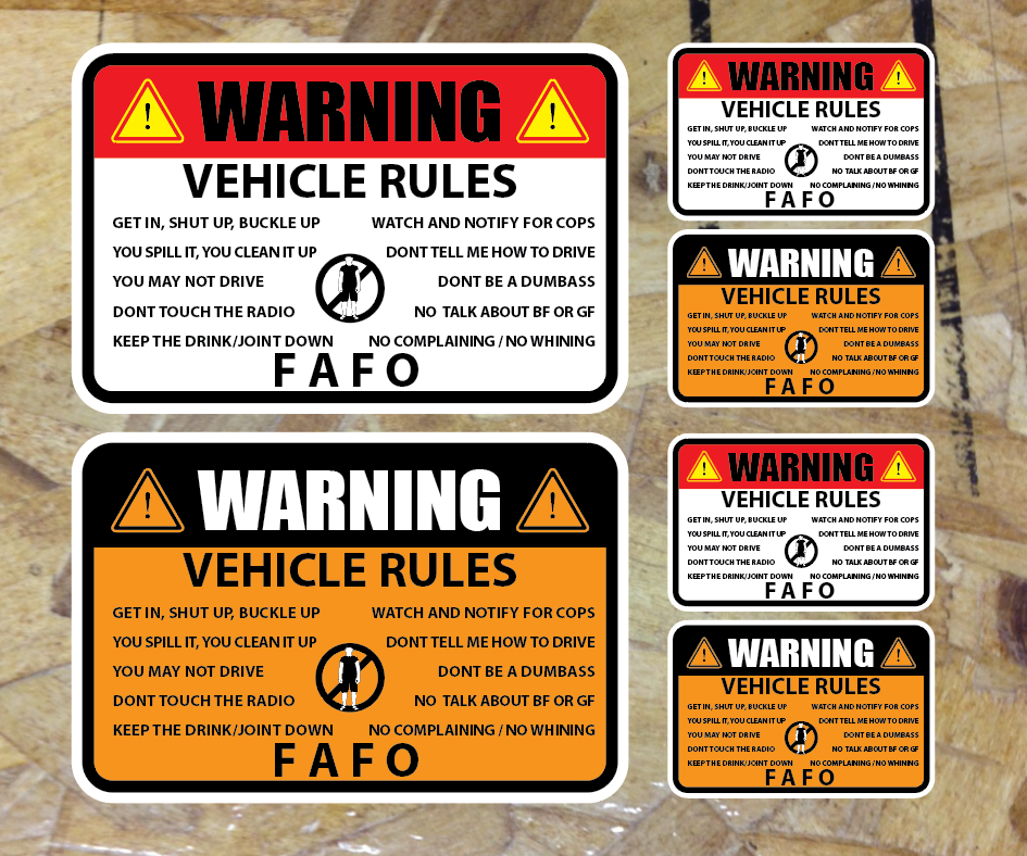 2 Warning Rules FAFO Decal Sticker Funny Car Truck SUV Bumper Window ...