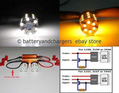 Type 1, 3157 3357 3457 Switchback LED Turn Signal Lights + 50W 6Ohm Res ...