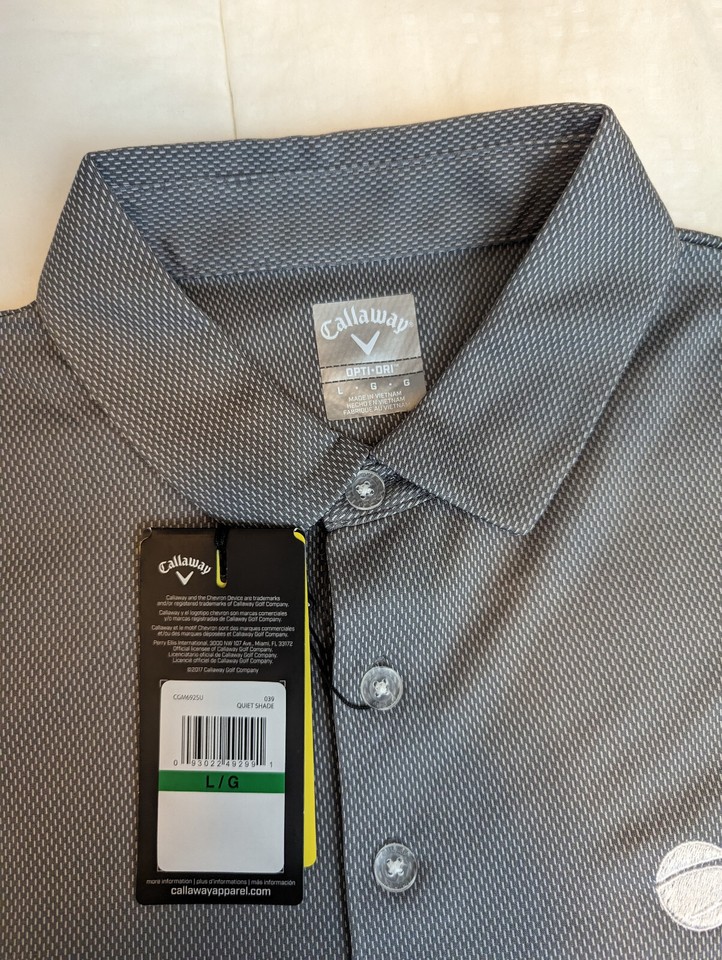 New Callaway Opti Dri Mens Large Golf Gray Short Sleeve Polo Shirt DJO ...