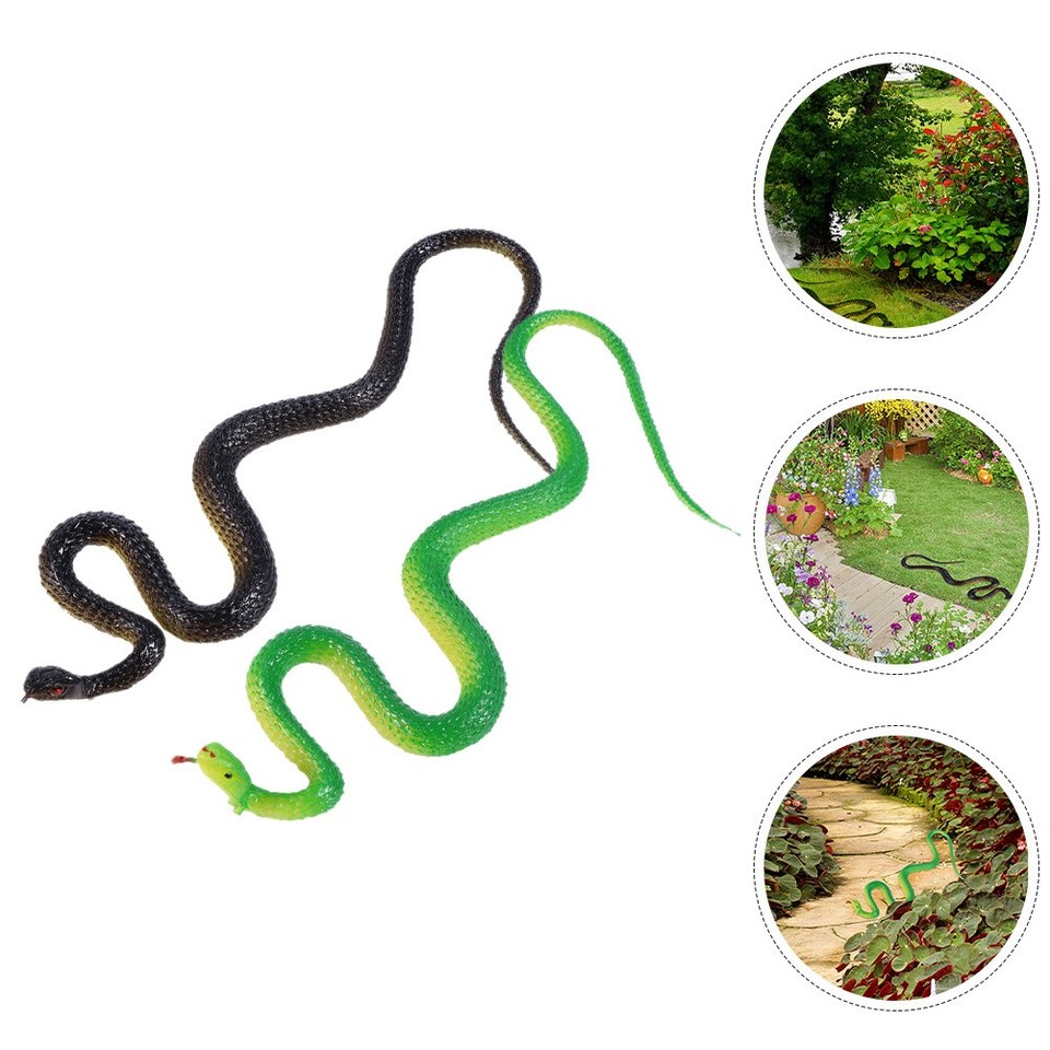 2 Pcs Reptile Toys Snake Figurines Small Fake Figures Miniature Statue ...