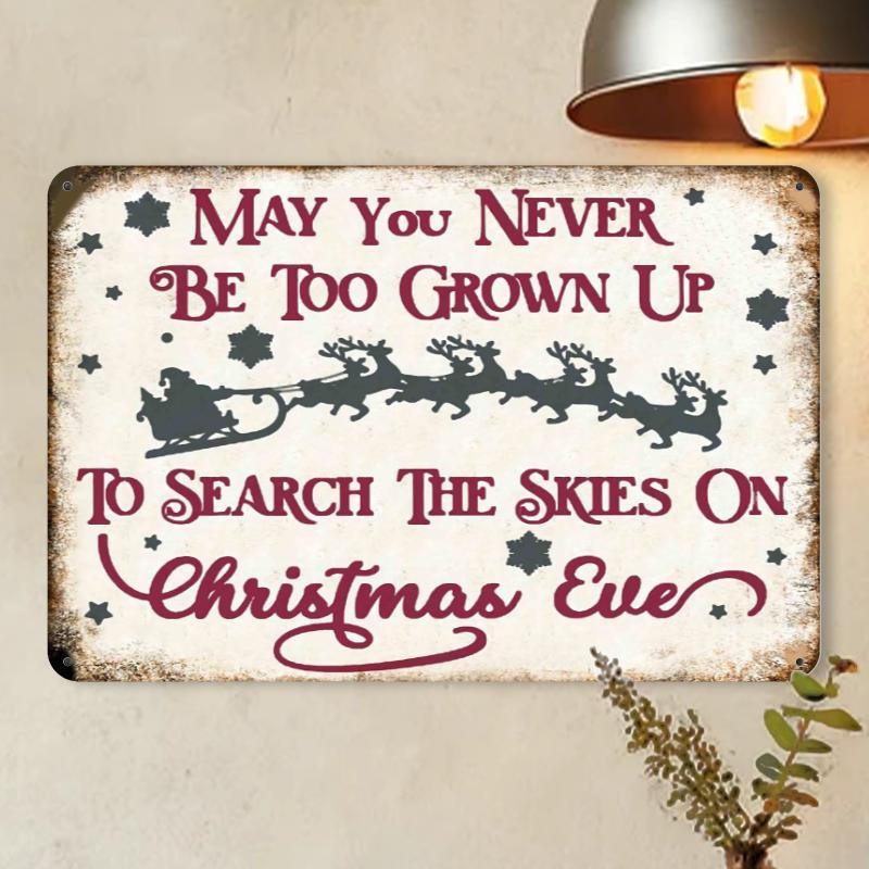 Christmas Eve Inspirational Metal Plaque Reindeer Sign Farmhouse ...
