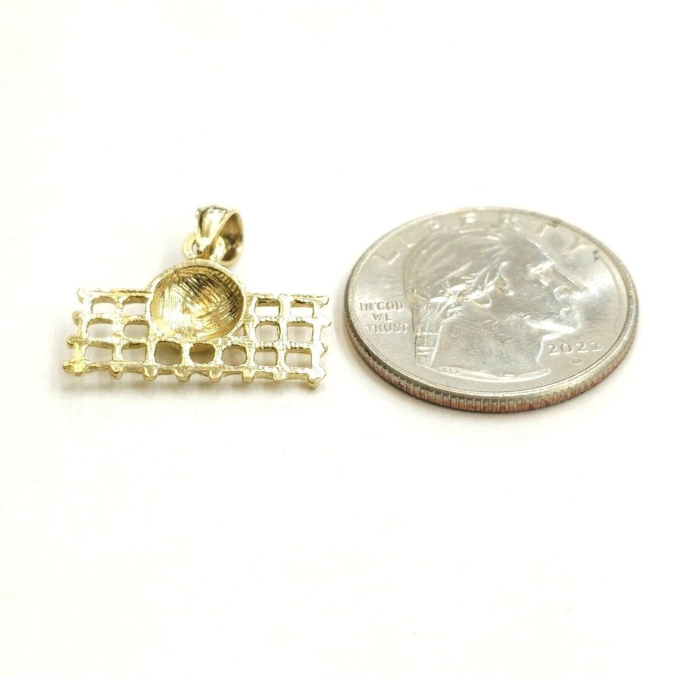 14k yellow Gold volleyball and net Pendant charm sport game fine ...