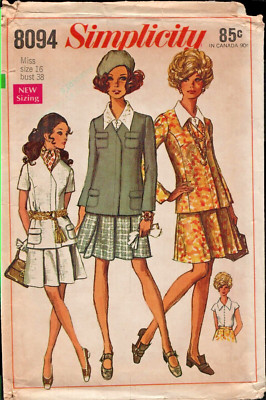 VTG Simplicity 8094 Size 16 Bust 38 Misses' Jacket, Skirt & Blouse ...