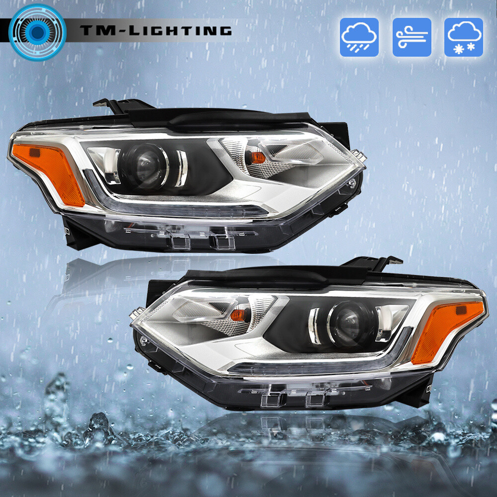 Pair Headlights For Chevy Traverse 2018-2021 HID/Xenon LED DRL Chrome ...