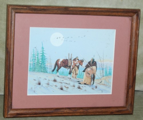 VINTAGE Print SIGNALS OF WINTER By DANIEL LONG SOLDIER Native American ...