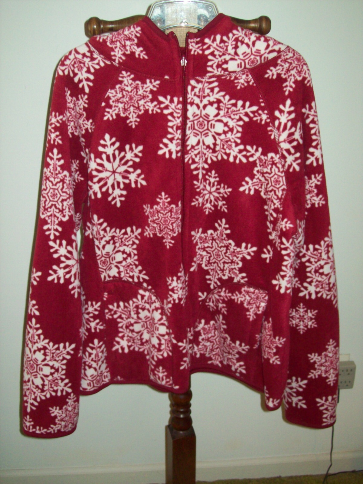 Laura Scott Reversible Fleece Jacket with Hood Burgun… - Gem