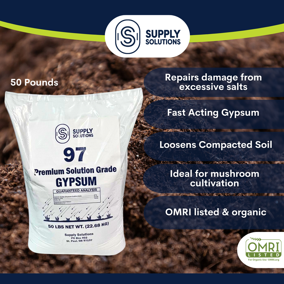 Premium 97 Solution Grade Gypsum - Organic Fast Acting Gypsum for Soil ...