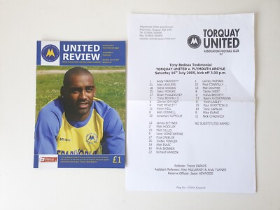 Tony Bedeau Testimonial 16/7/2005 Torquay United v Plymouth Argyle ...