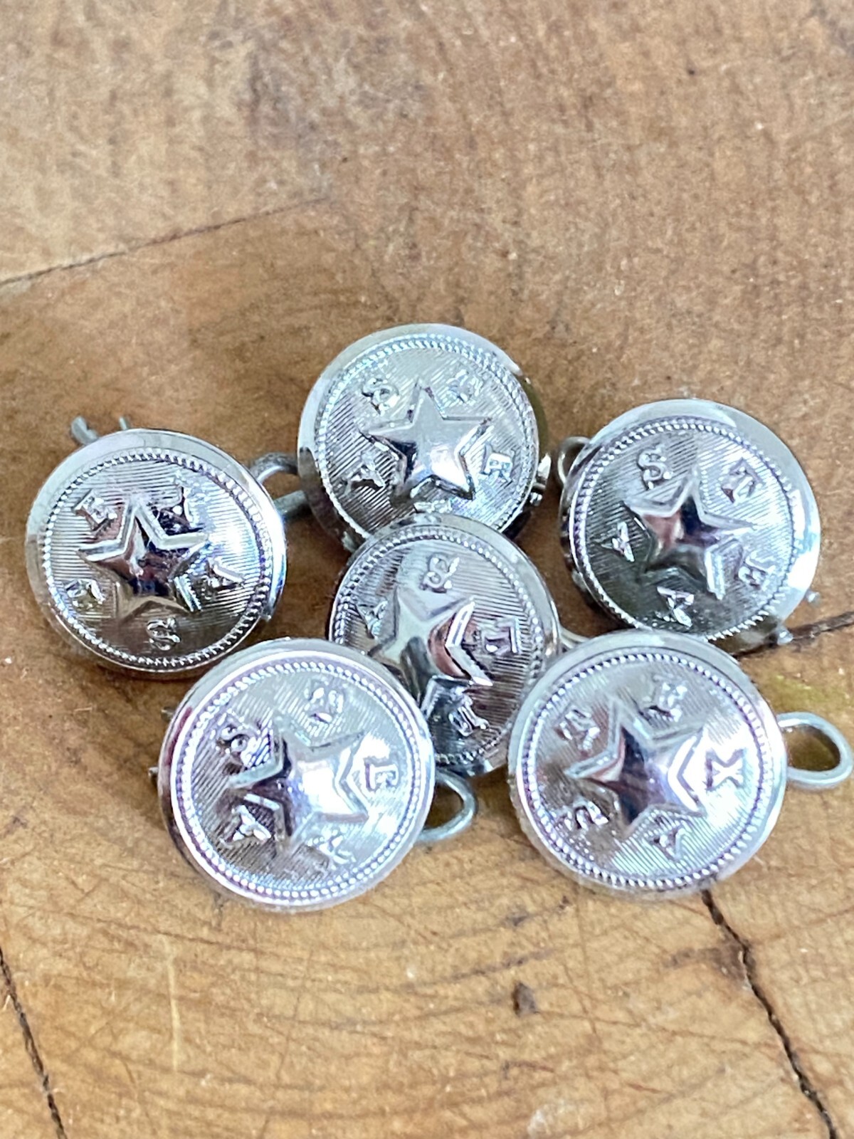 Lot of 6 Texas Star Uniform Buttons - Waterbury Button Co. Nickel 5/8 ...