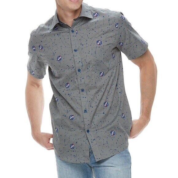 NASA Constellation Logo Gray Fifth Sun Button Up Shor… - Gem