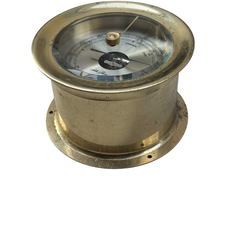 Vintage SETH THOMAS Brass Weather Barometer Made in USA 5" | eBay