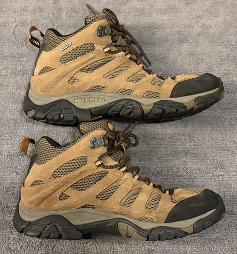 Mens Merrell Moab Earth Mid Boots Brown Waterproof Vibram soles Sz 9.5 ...