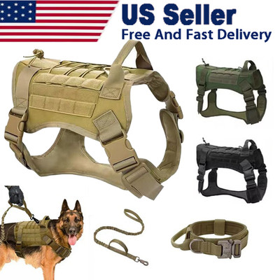 Tactical Dog Harness with Handle No pull Large Military Dog Vest US ...