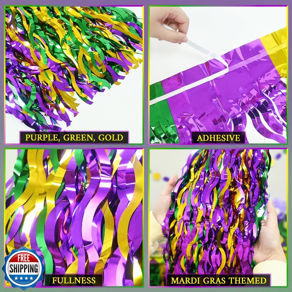 Mega-L Mardi Gras Party Decorations, 2 Pack Purple Green Gold Tab | eBay