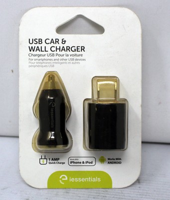 Iessentials USB Car & Wall Charger Black | eBay