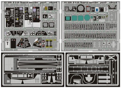 Eduard 1/32 F-14A Photoetch 4 Sheet Color Interior/Exterior Set (Tamiya ...