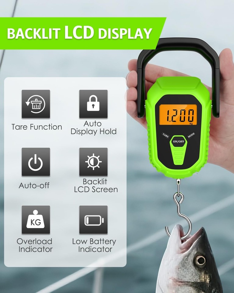 Fish Scale with Lip Gripper – 110lb/50kg Digital Fishing Weight Scale ...