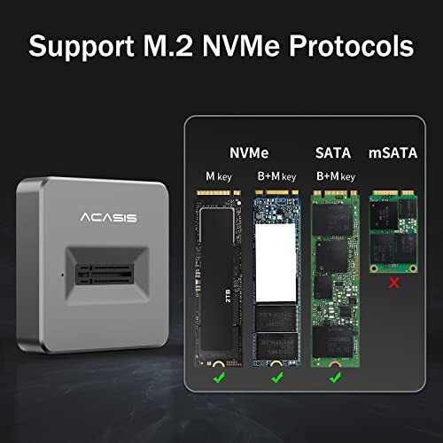 M.2 SSD Reader ACASIS NVME to USB Adapter Support 10Gbps External SSD ...