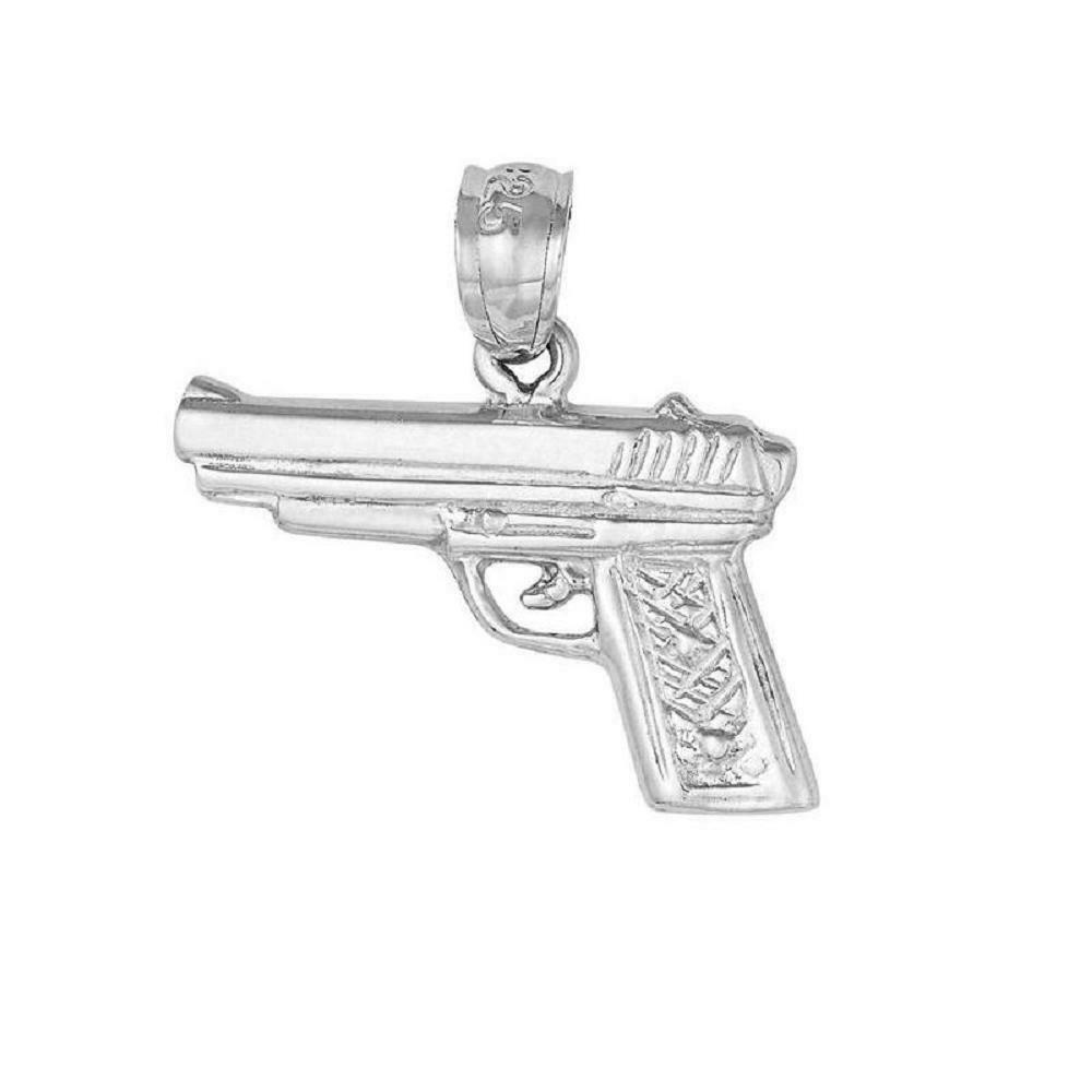Sterling Silver REVOLVER PISTOL GUN Pendant / Charm, Made in USA, Box ...