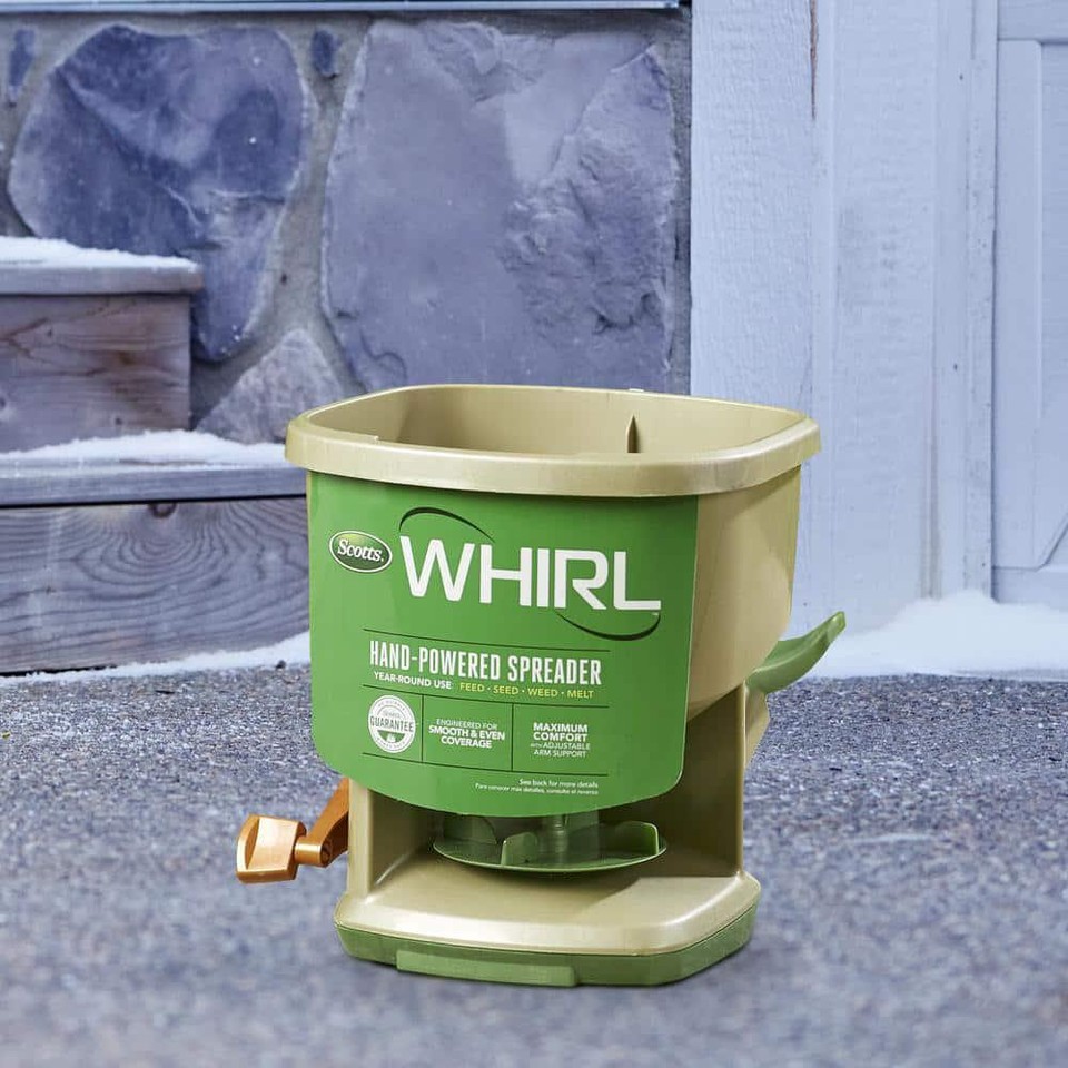 Handheld Broadcast Spreader Holds1,500 sq.ft. Seed Fertilizer Salt Ice ...