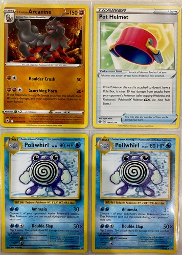 Pokemon Cards 4 Pack - 2x Poliwhirl, Hisuian Arcanine, Pot Helmet | eBay