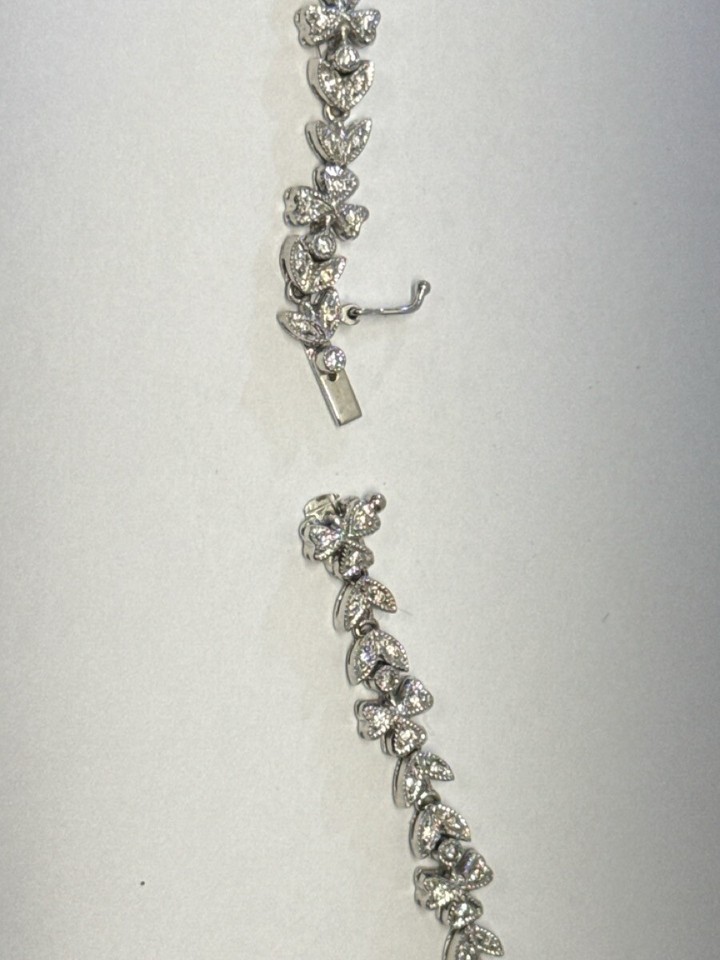 16" 14K WHITE GOLD LEAF AND FLOWER DESIGN DIAMOND NECKLACE 28.4G WIT (TDW036365) | eBay