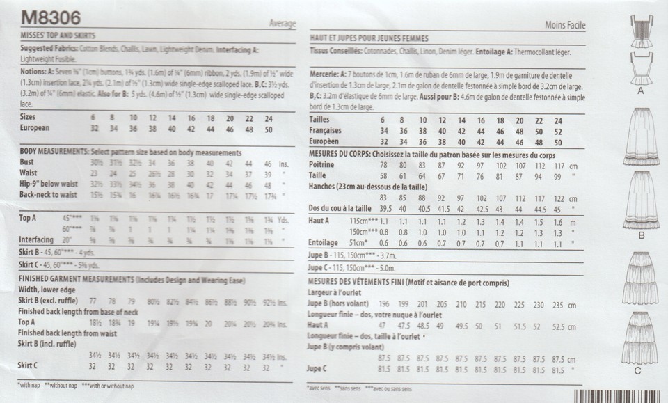 McCalls 8306 Vintage Retro 80s Top Skirts Laura Ashley Pattern Misses ...