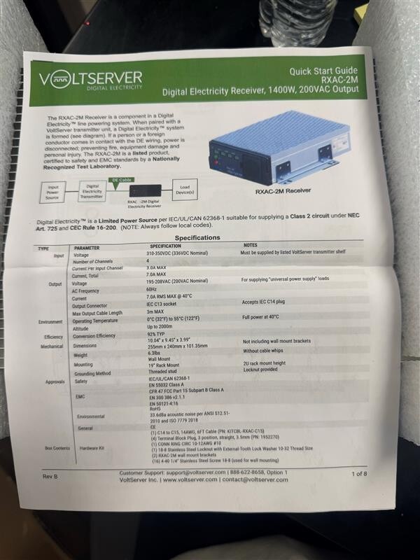 VoltServer 1400W, 200VAC Sine Wave Output Receiver (RXAC-2M) | eBay