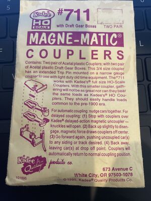 HO Scale Kadee #711 Couplers (Black Color) 2 Pairs w/Draft Gear Box NEW ...