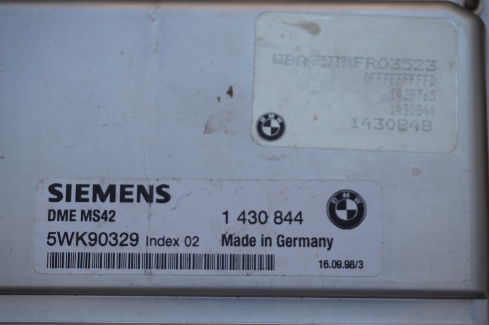 1999 BMW 328i E46 2.8L DME ECU KIT 1430844 MS42 EWS4.3 Immobilizer ...