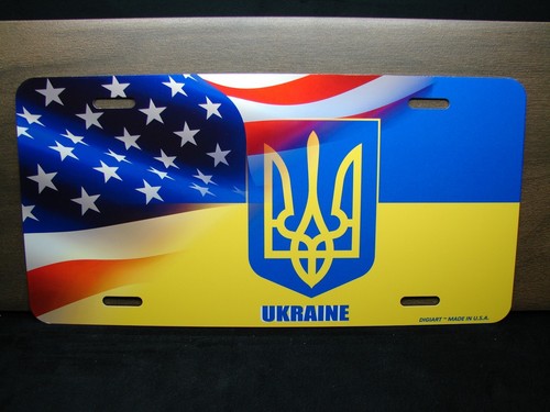 Ukrainien Américain Drapeau Licence Plaque Pour Voitures Tryzub Україна ...