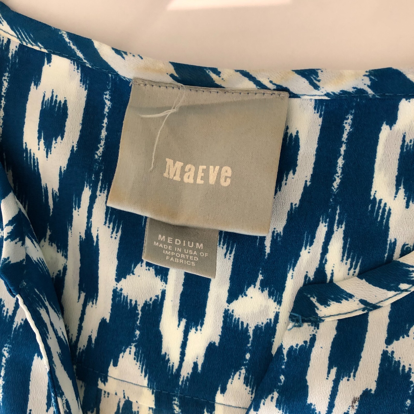 Maeve Anthropologie Ikat Frequencies Blue Shirt Dress size M Medium ...