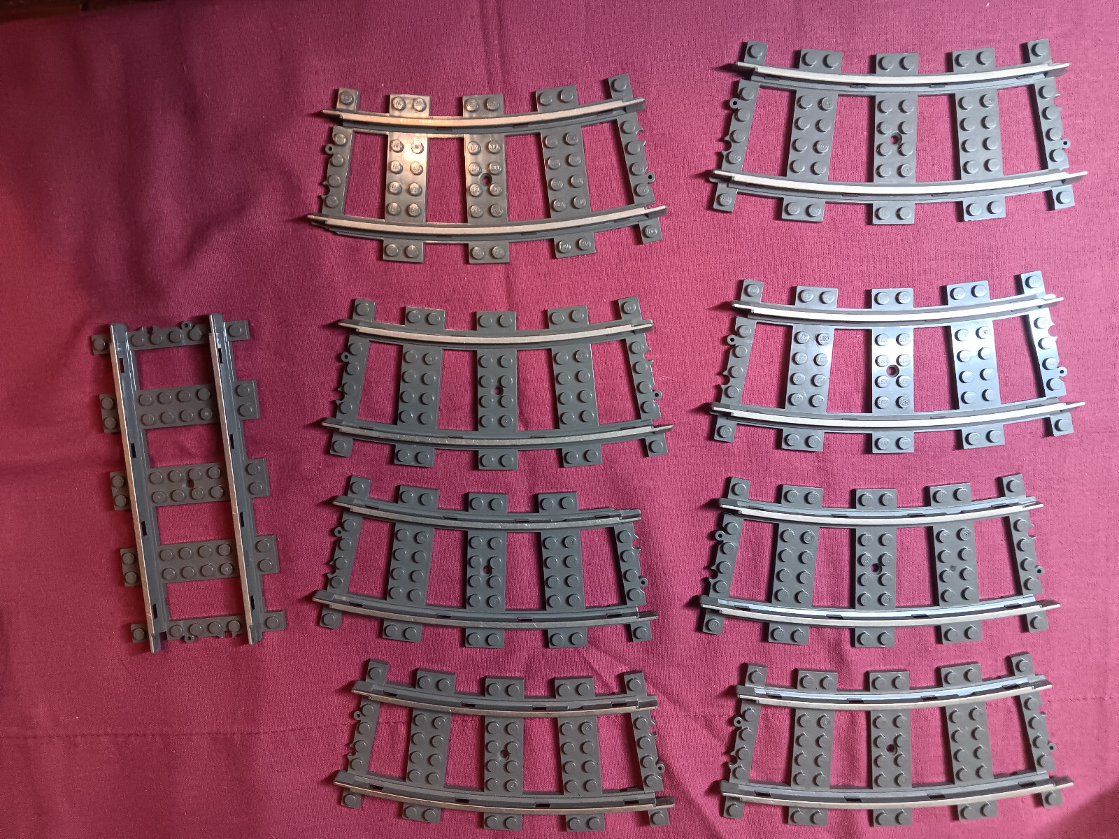 L-1 Lego Lot 9 Old Dark Gray 9V Track 2867 2865c01 4535 4534 10001 ...
