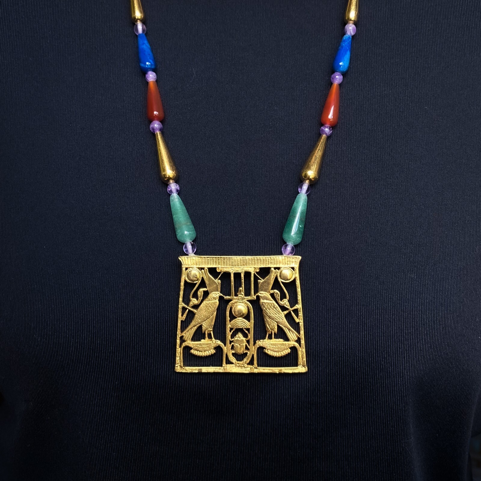 Vintage MMA 1976 Egyptian Scarab Falcon Gold Pectoral… - Gem